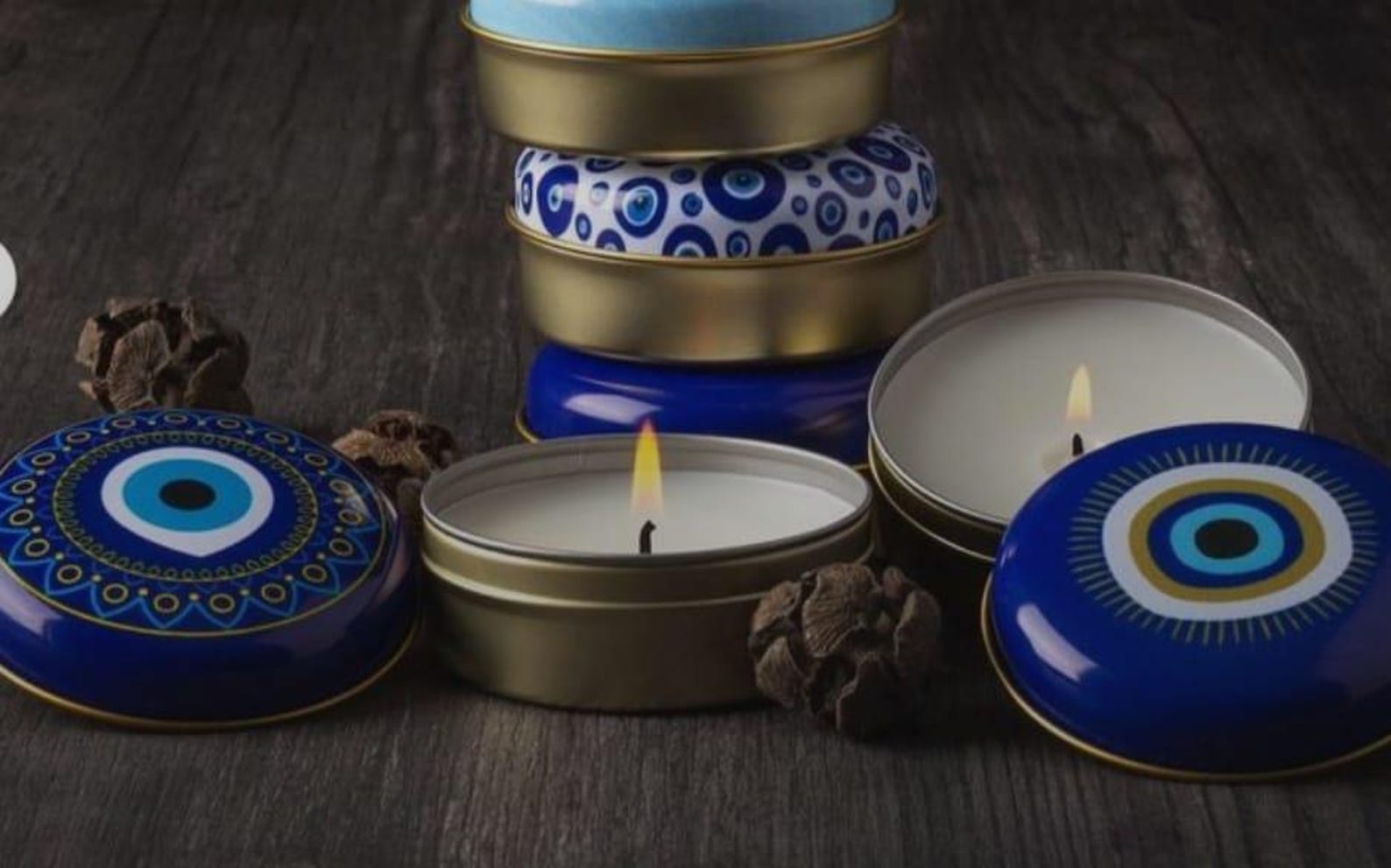 Personalized Evil Eye Candle Tin Favors, Wedding, Baptism, Baby Shower ...