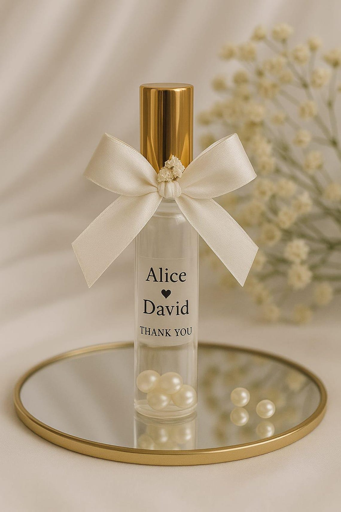 Wedding Favor Bottle With Pearls | Elegant Mini Glass Bottle for ...