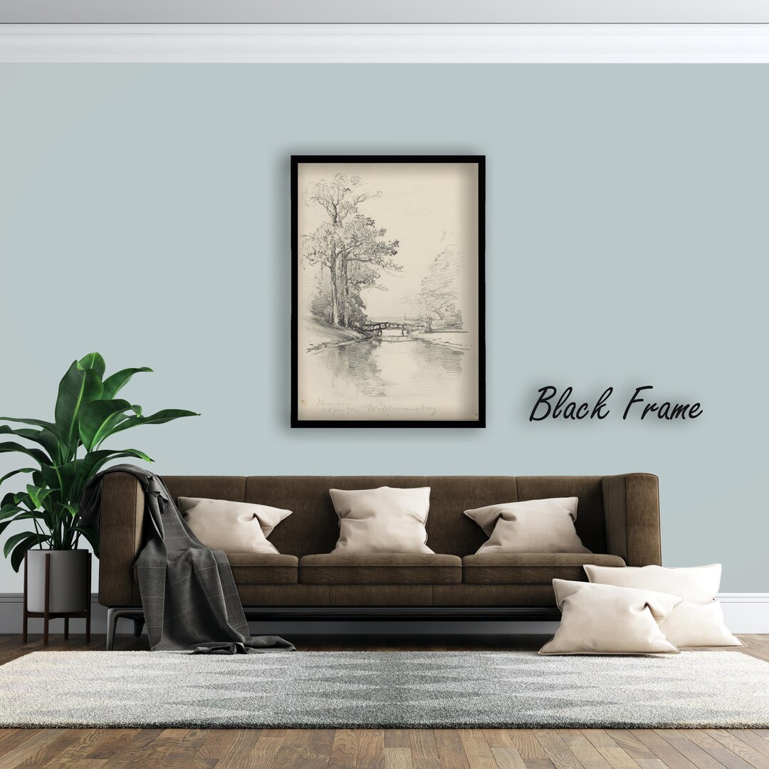 Vintage Dutch Landscape Drawing Canvas – Wildemansbrug by Duivenvoorde ...