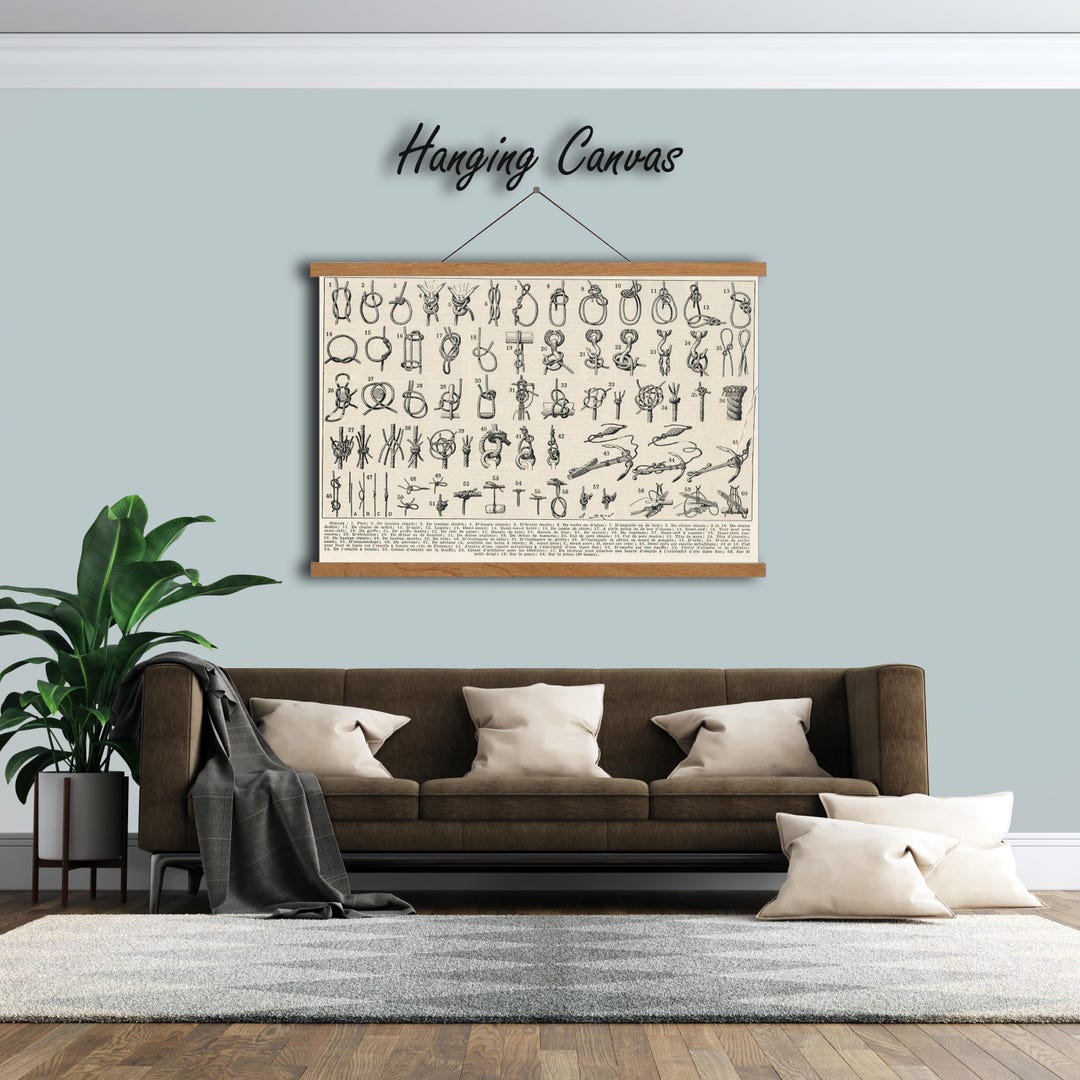 Vintage Nautical Knots Chart Canvas – Maritime Rope Tying Diagram Wall ...