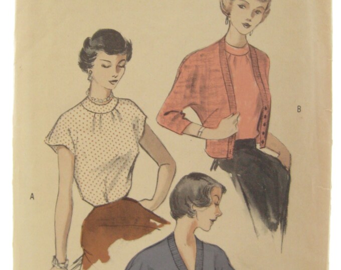 Butterick 5217 1950s Blouse and Cardigan Sewing Pattern Bust 32 - Etsy