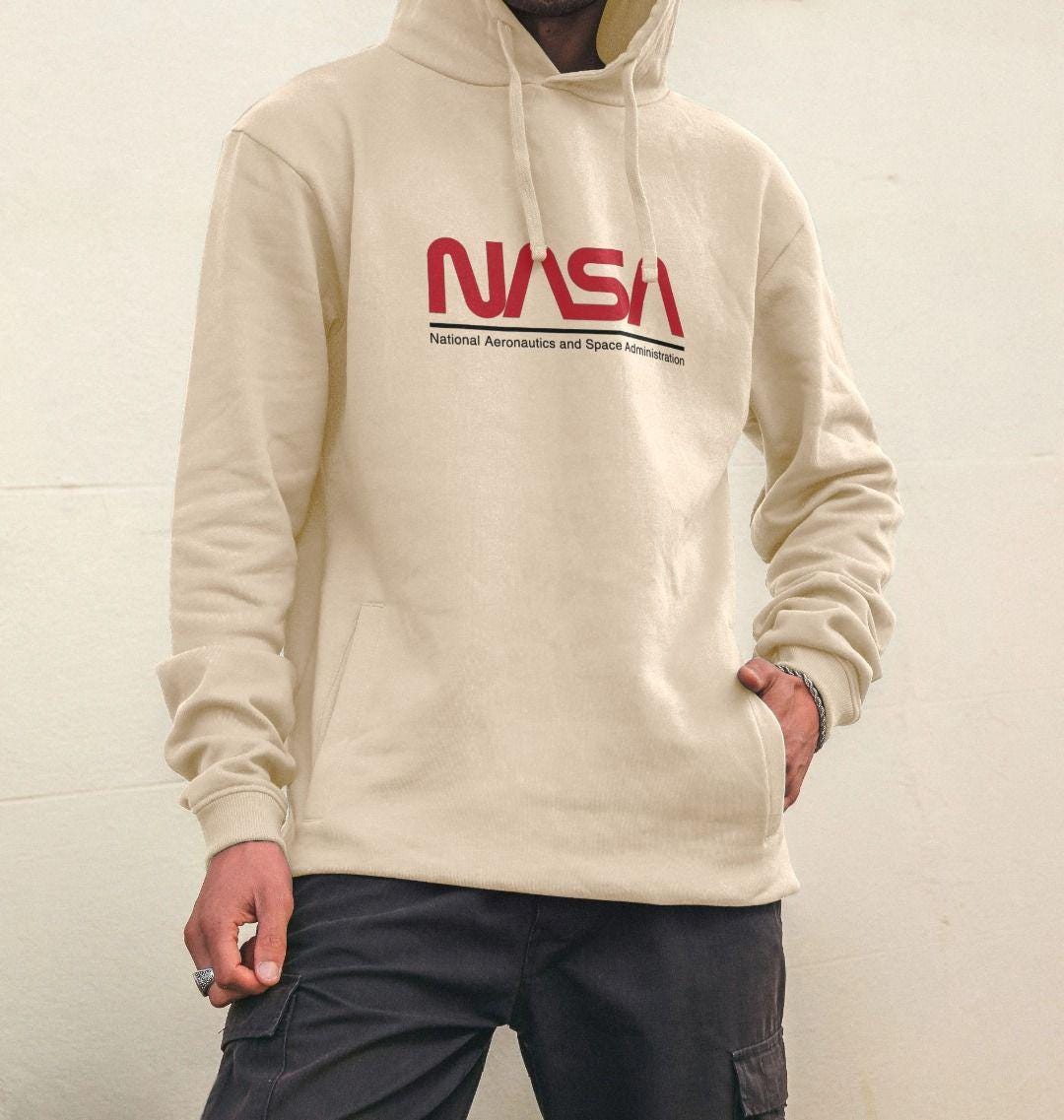 Retro NASA Worm Logo Hoodie - Organic Cotton Space Sweatshirt - Etsy