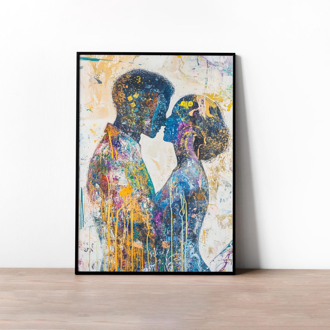 Abstract Embrace Art Print: Modern Silhouette Poster (digital Download ...