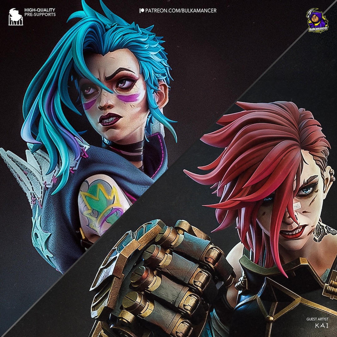 Jinx & Vi - Statue Arcane / Diorama / Figurine en résine imprimée en 3D ...