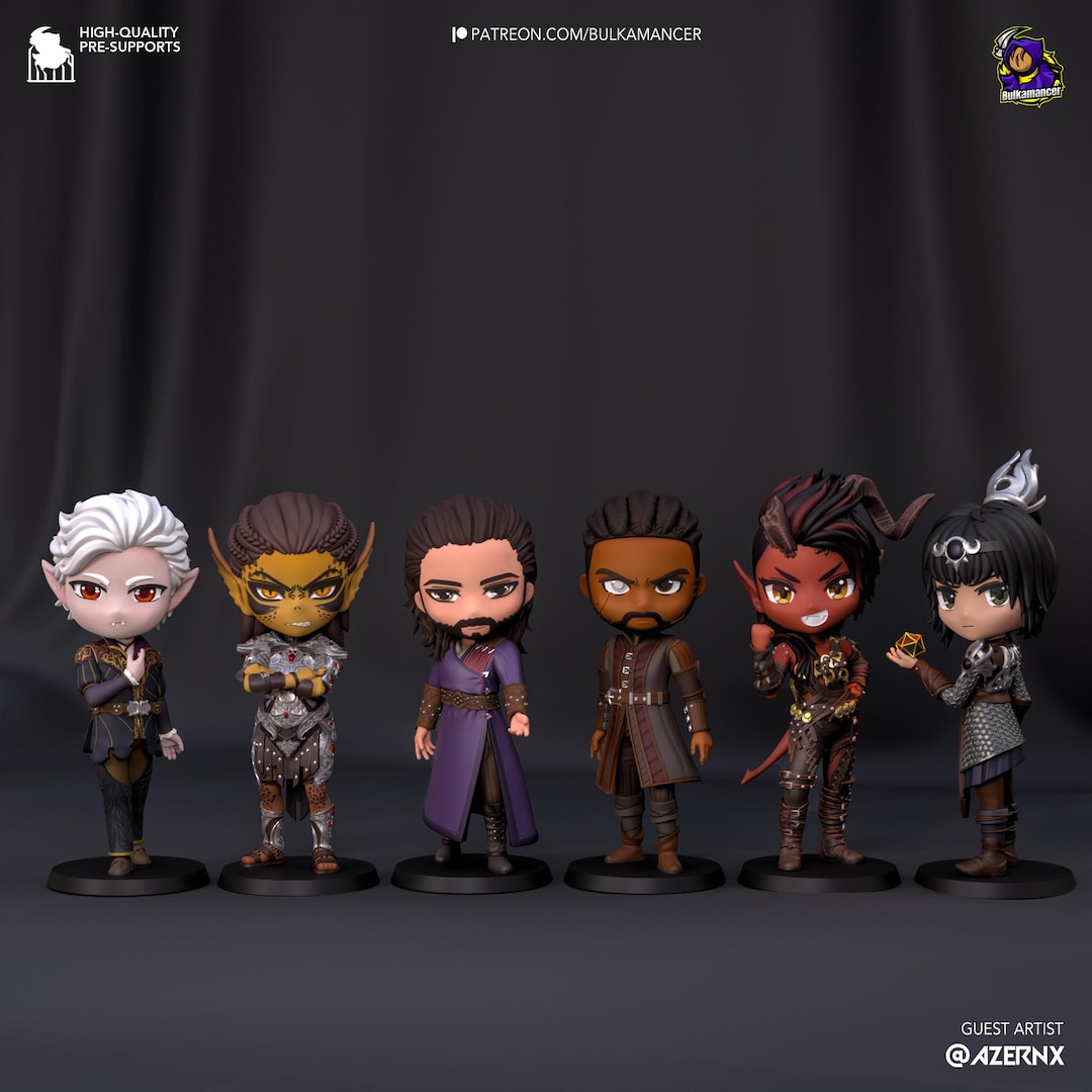 Baldurs Gate 3 Chibi Figure Bundle | D&D Collectible Chibi Statues | 3D ...