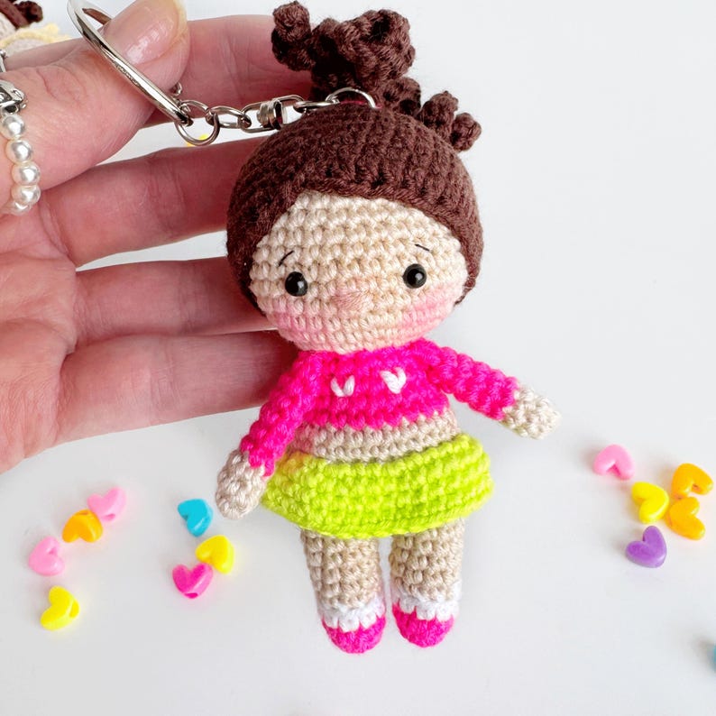 Crochet Doll Keychain Pattern, Crochet Keychain Amigurumi Pattern, Mini ...
