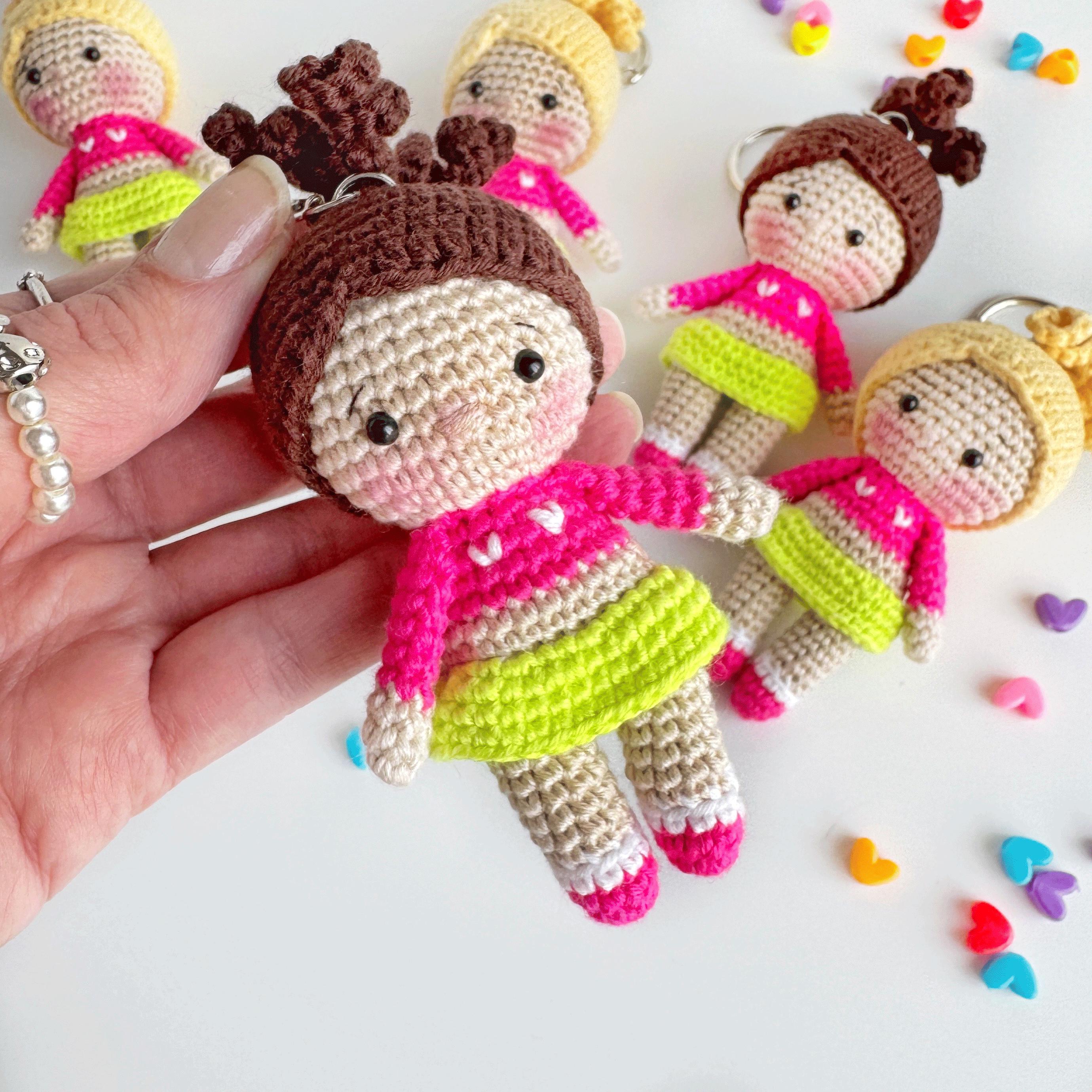 Crochet Doll Keychain Pattern, Crochet Keychain Amigurumi Pattern, Mini ...