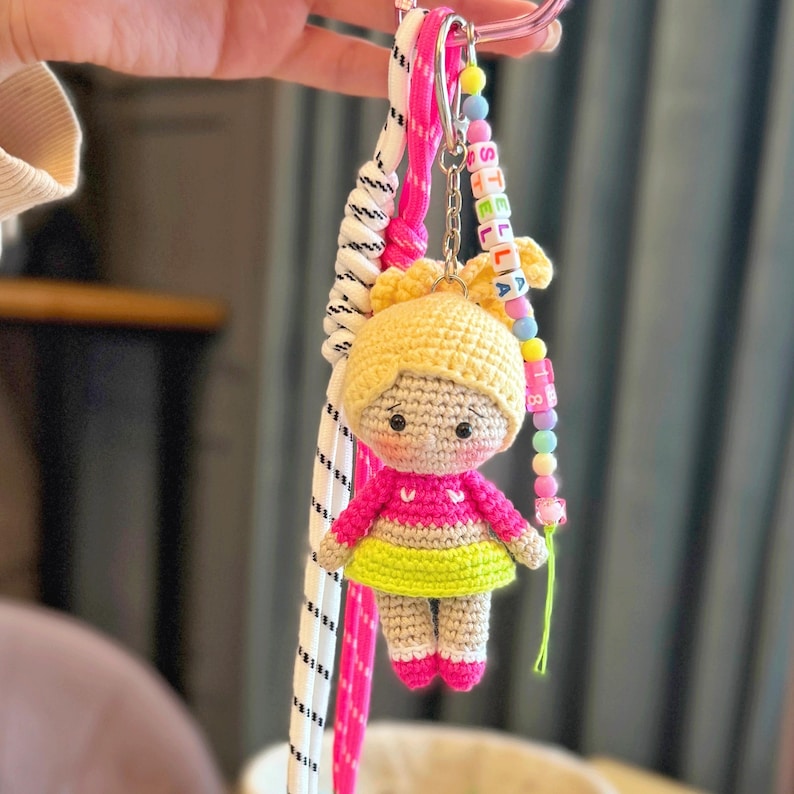Crochet Doll Keychain Pattern, Crochet Keychain Amigurumi Pattern, Mini ...