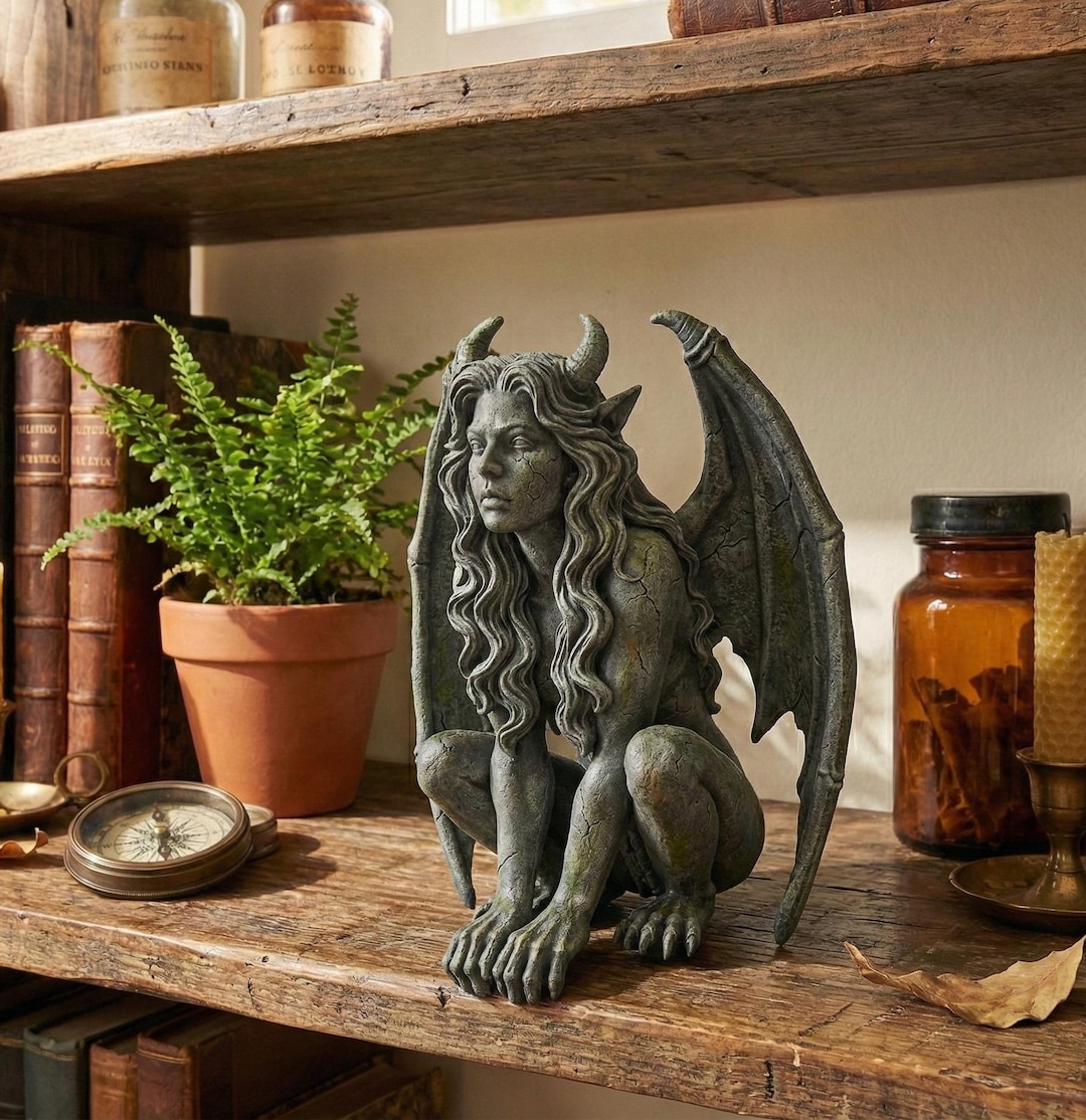 Gargoyle Shelf Decor STL File – Dark Fantasy Statue, Gothic Creature 3D ...