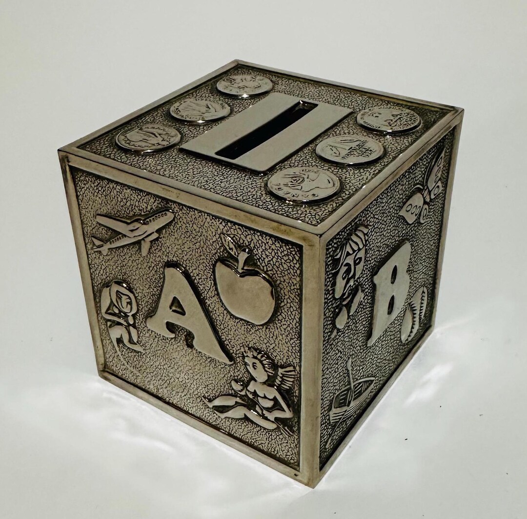 Pewter Plate Silver Childrens ABC Money Box - Vintage Size 7.5 Cm - Etsy