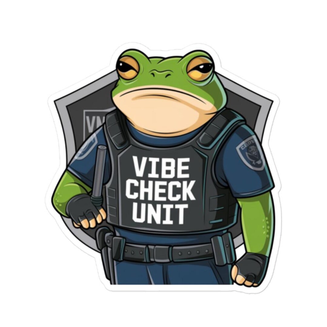 Funny Frog Vibe Check Unit Sticker: Waterproof Vinyl Decal for Laptops ...