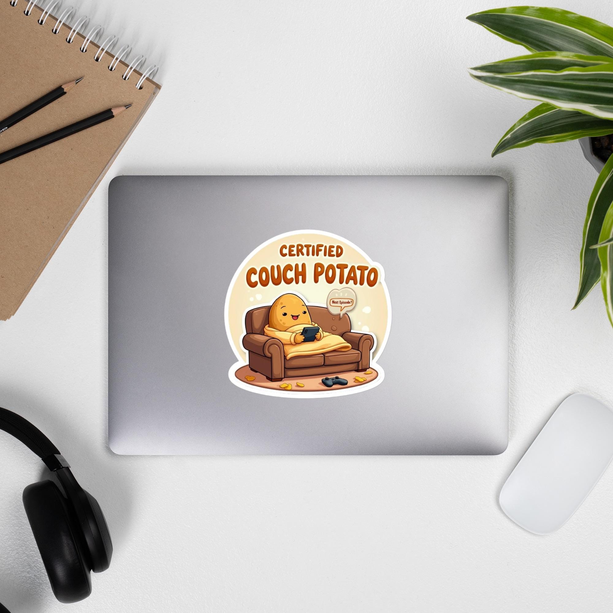 Certified Couch Potato Sticker - Funny Lazy Vinyl Decal for Laptops ...