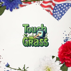 Touch Grass Meme Sticker: Funny Vinyl Decal for Laptops, Water Bottles ...