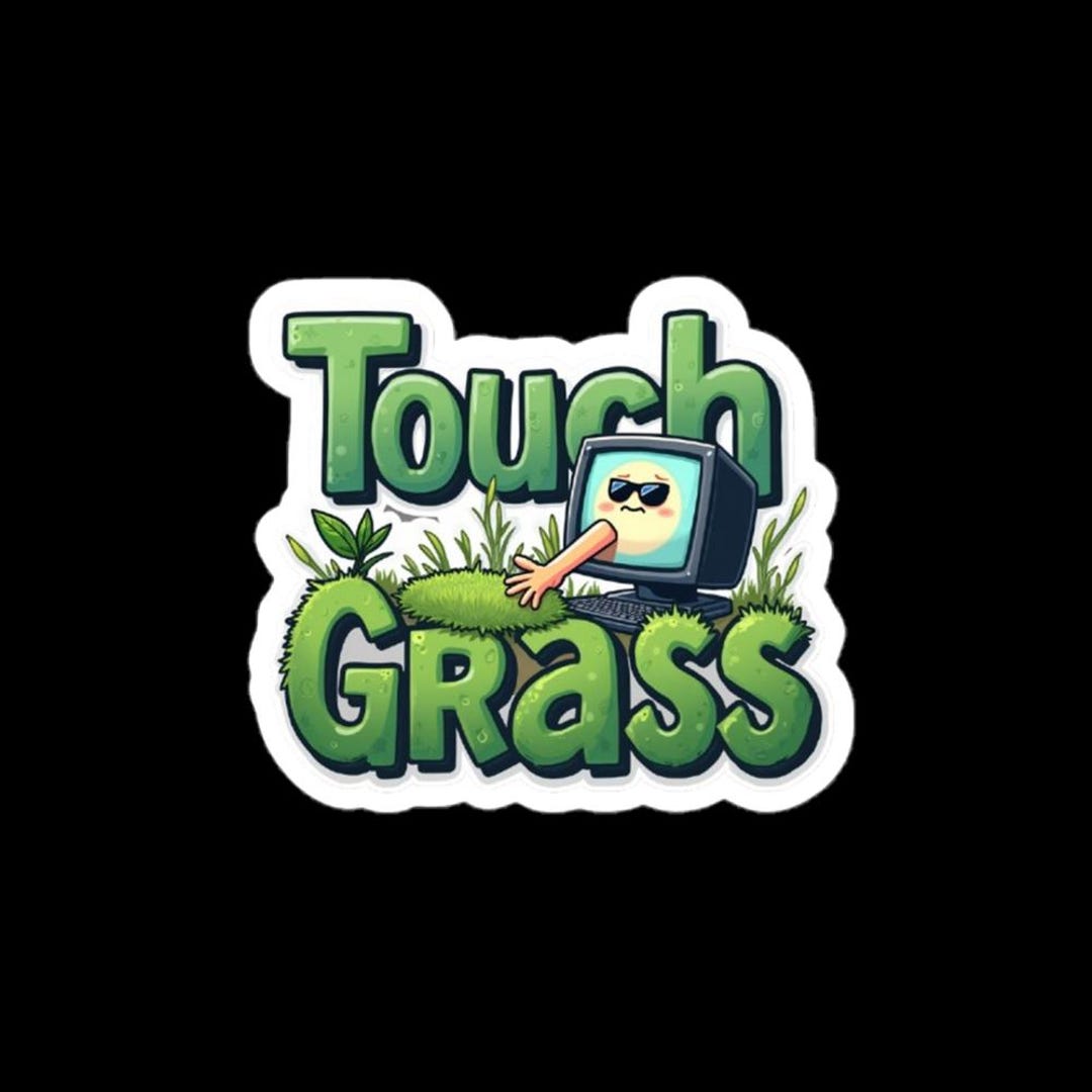 Touch Grass Meme Sticker: Funny Vinyl Decal for Laptops, Water Bottles ...
