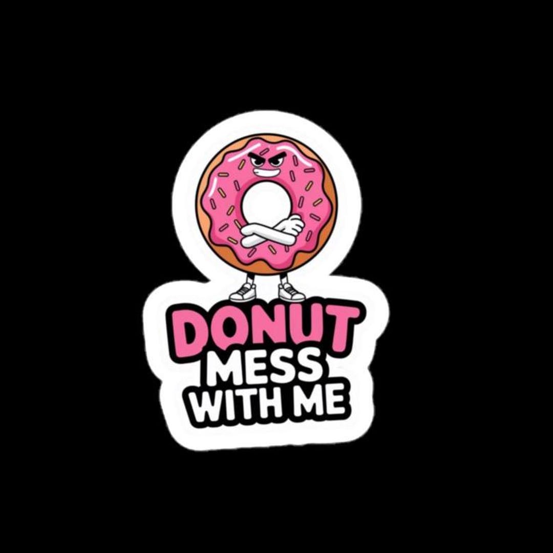 Funny Donut Vinyl Decal - Cute Food Sticker for Laptops, Water Bottles ...
