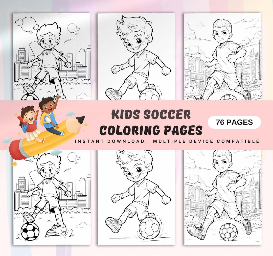 Kids Minimalist Soccer Coloring Pages / Soccer Activity Sheets ...