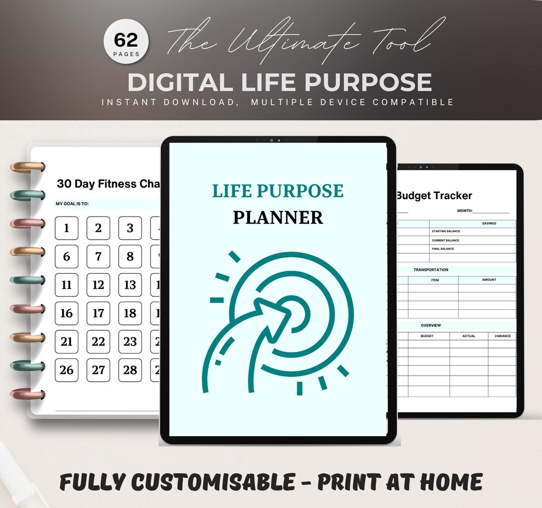 Digital Life Purpose Planner / Goal Setting and Self Discovery / Find ...