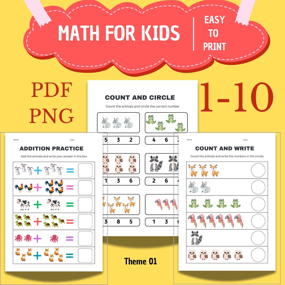 Math for Kids, Count 1-10, Worksheet for Kids, Preschool Math ...