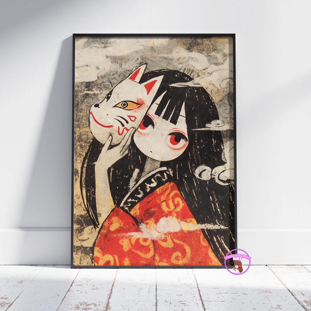Japanese Yokai Poster Japanese Folklore Wall Art Unframed Canvas Print ...