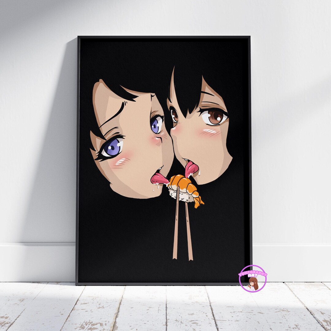 Ahegao Anime Girl Poster Hentai Sushi Girls Wall Art Unframed Canvas