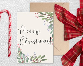 PRINTABLE Christmas Card 5x7 Merry Christmas Instant Download PDF - Etsy