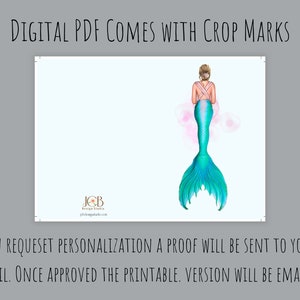 Print at Home Mermaid Card, Downloadable Card, Printable Stationery - Etsy