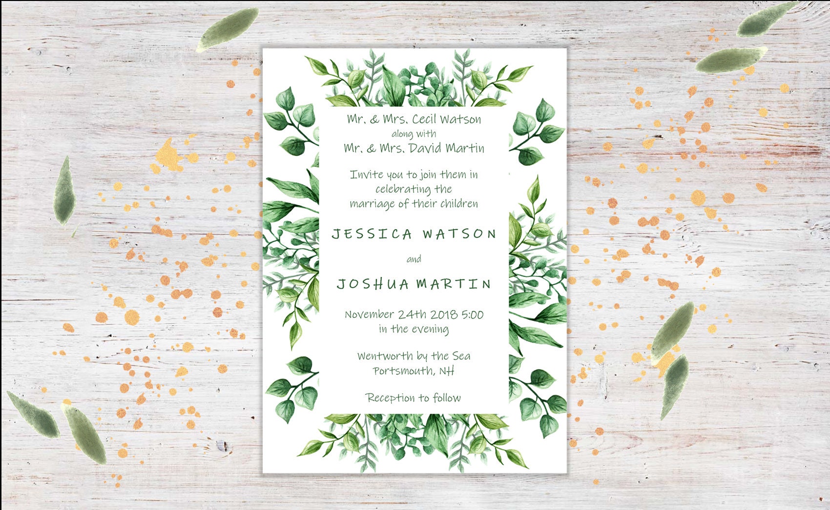 Botanical Wedding Invitation Instant Download - Etsy