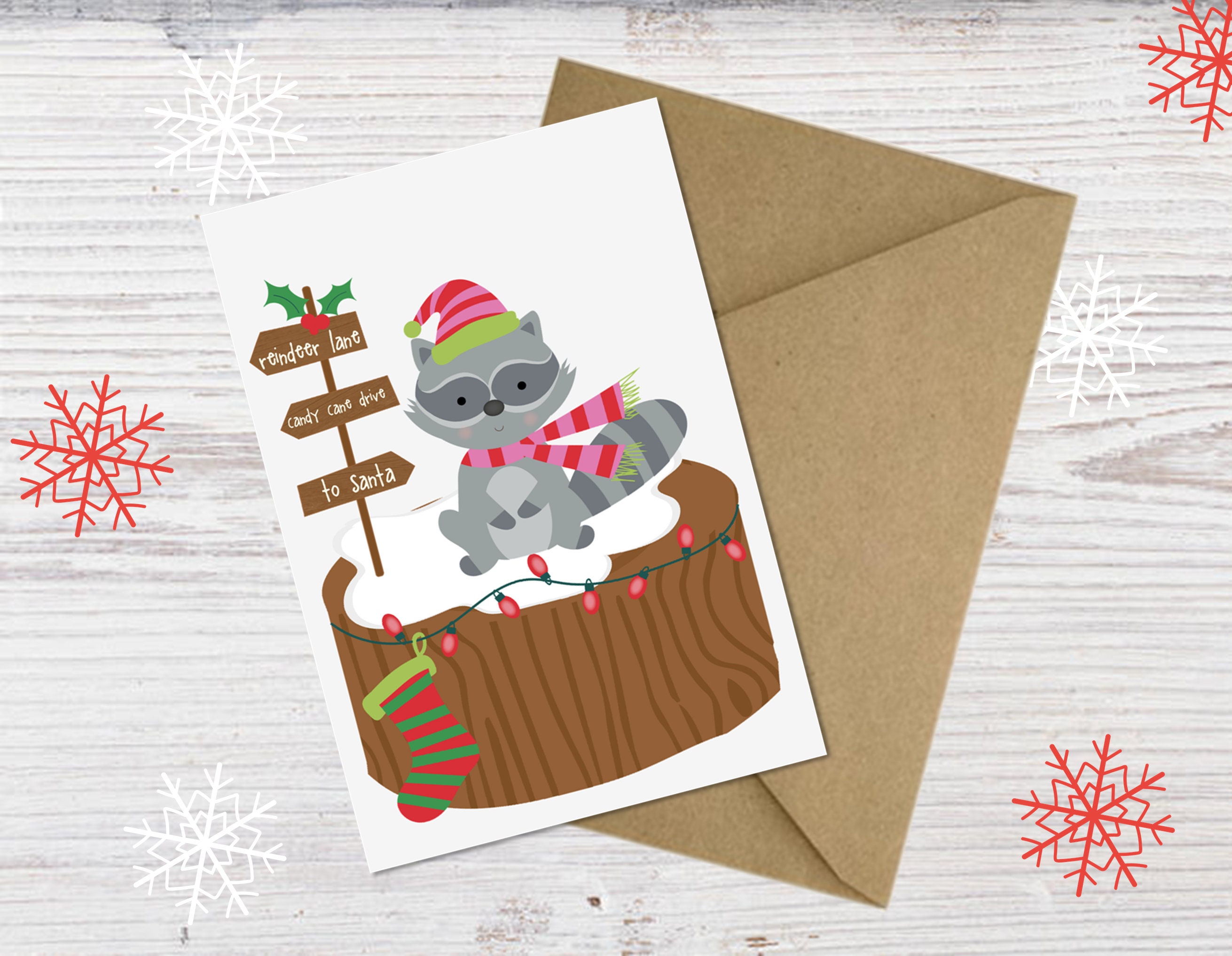 Printable Animal Christmas Card Downloadable Winter Card - Etsy Denmark