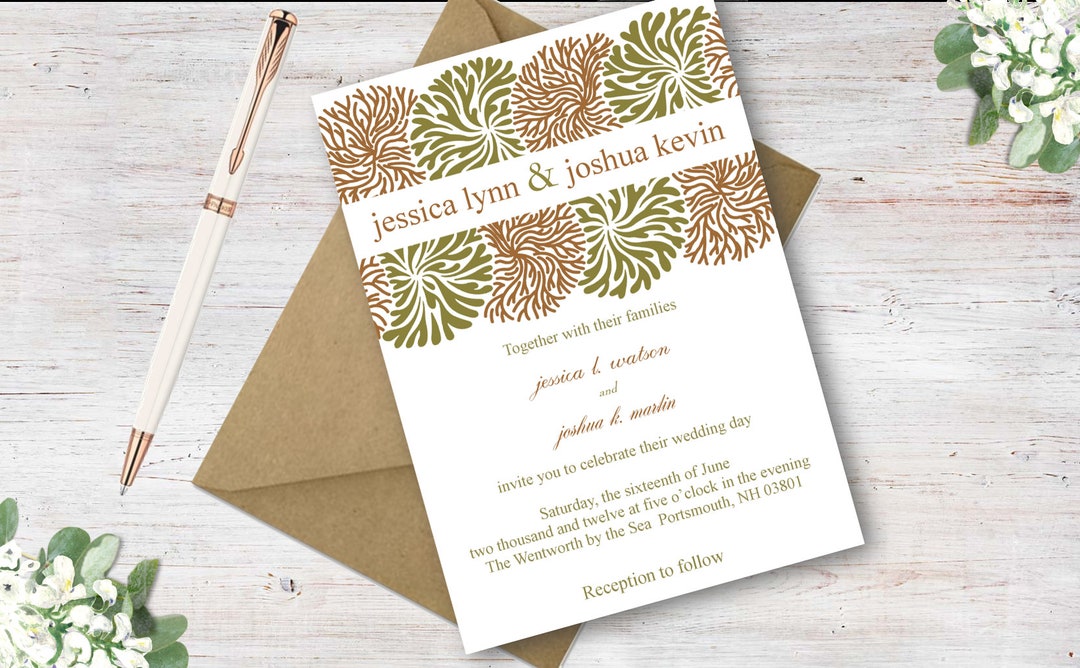 Seaweed Wedding Invitation Digital Download - Etsy