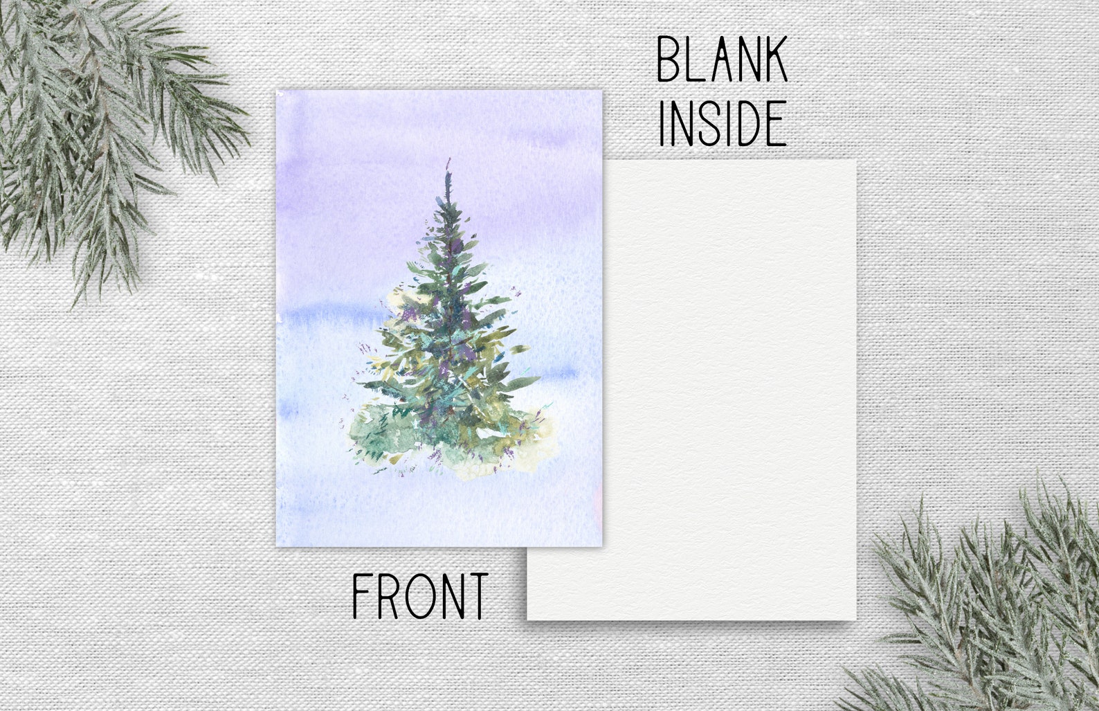 Printable Watercolor Christmas Tree Holiday Card - Etsy