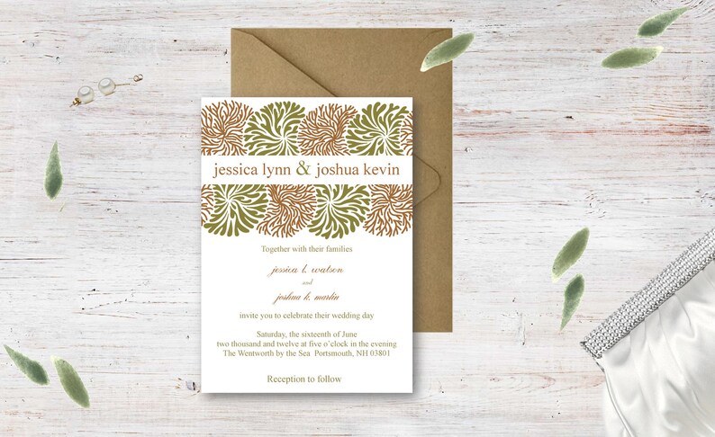 Seaweed Wedding Invitation Digital Download - Etsy