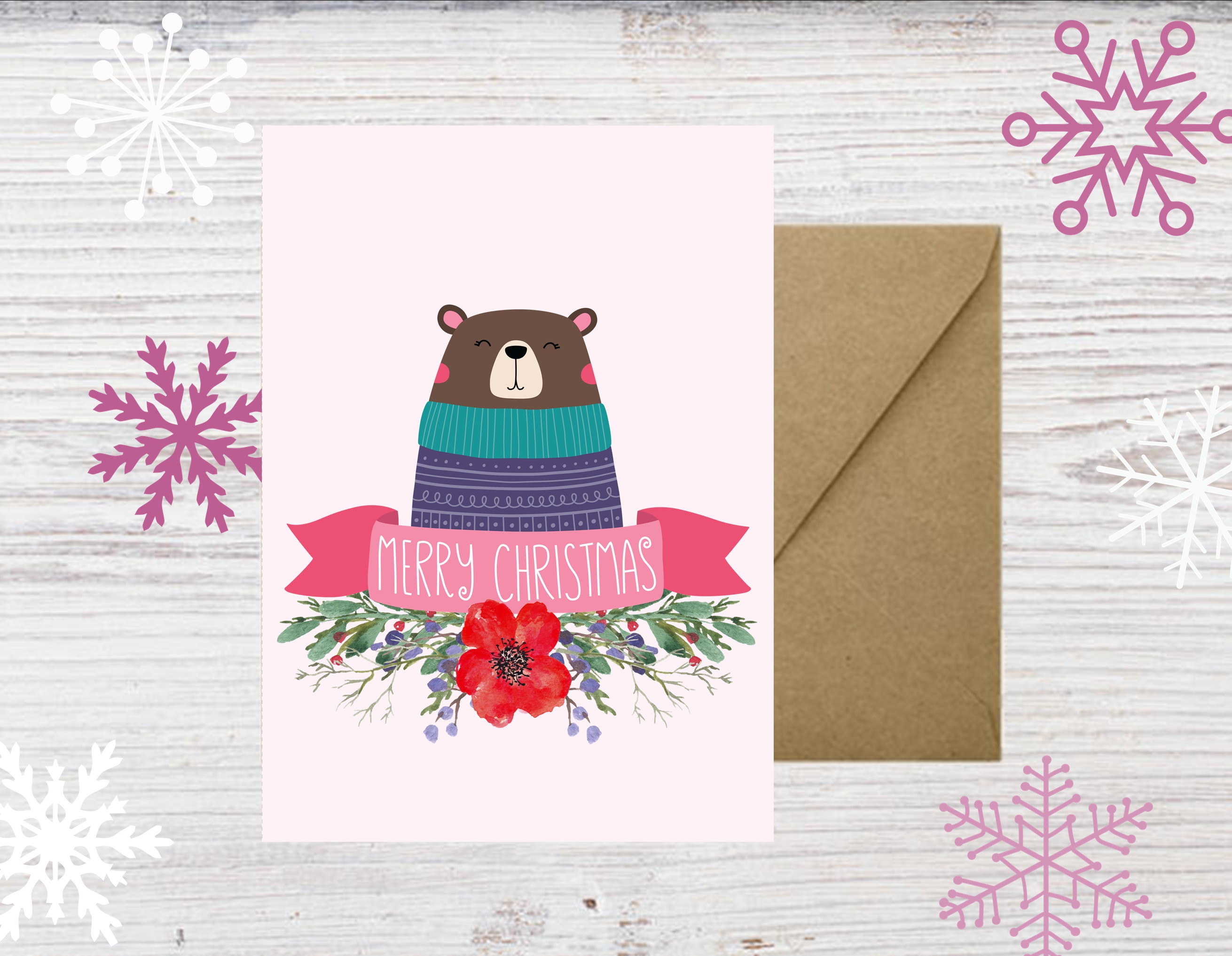 Printable Bear Christmas Cards Digital Christmas Cards - Etsy