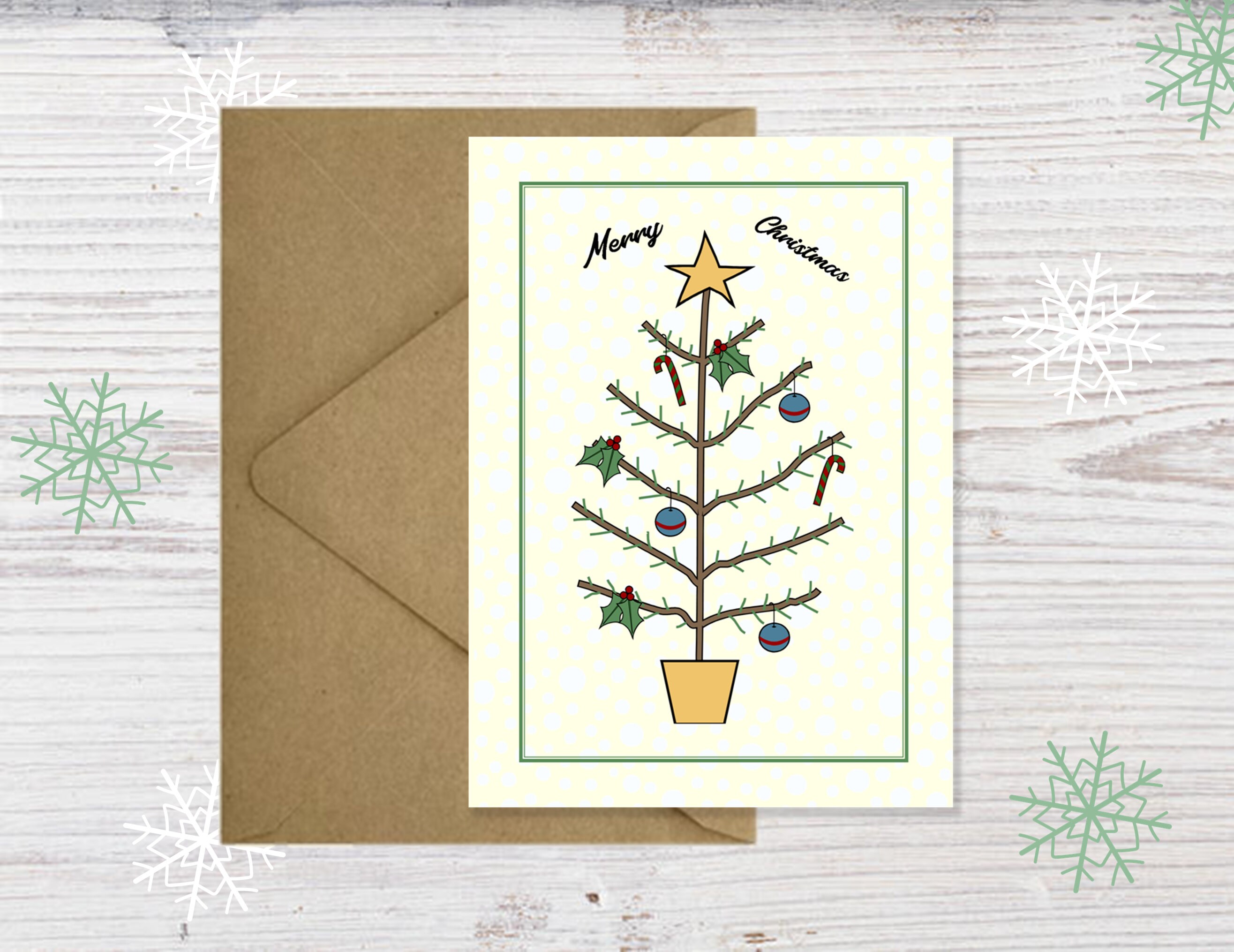 Printable Christmas Tree Card - Downloadable Christmas Card - Print at ...