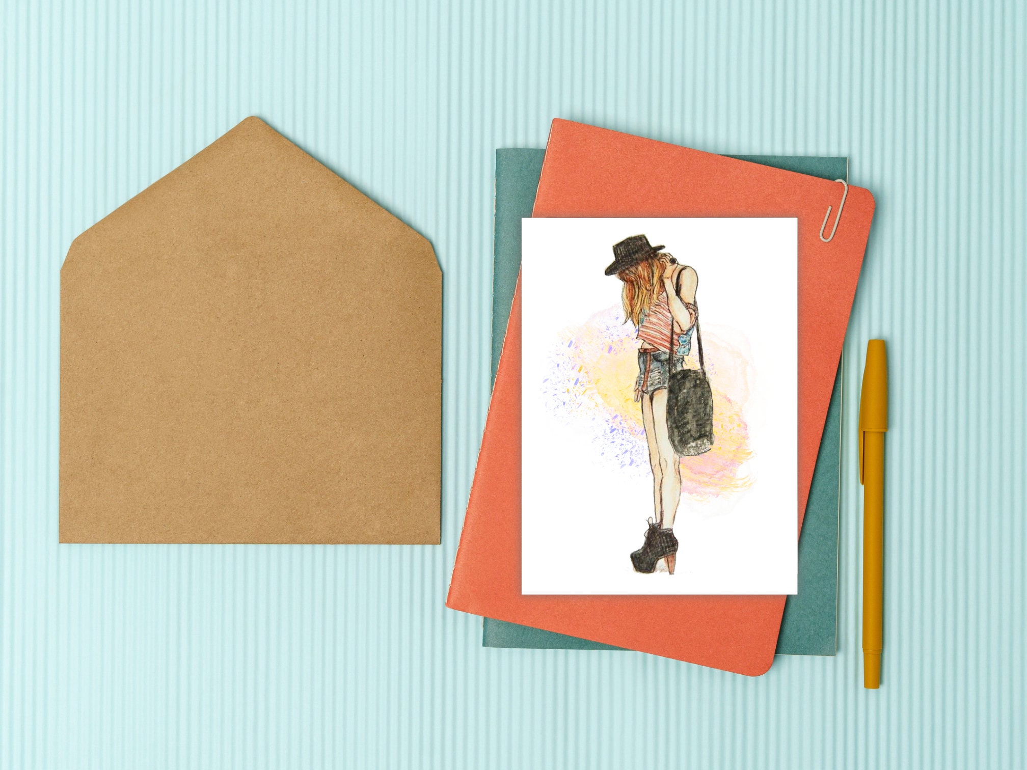 Printable Fashion Greeting Card, Blank Digital Card, Instant Download ...