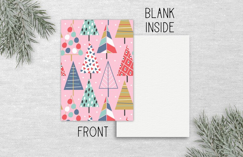 Printable Pink Christmas Tree Card - Etsy