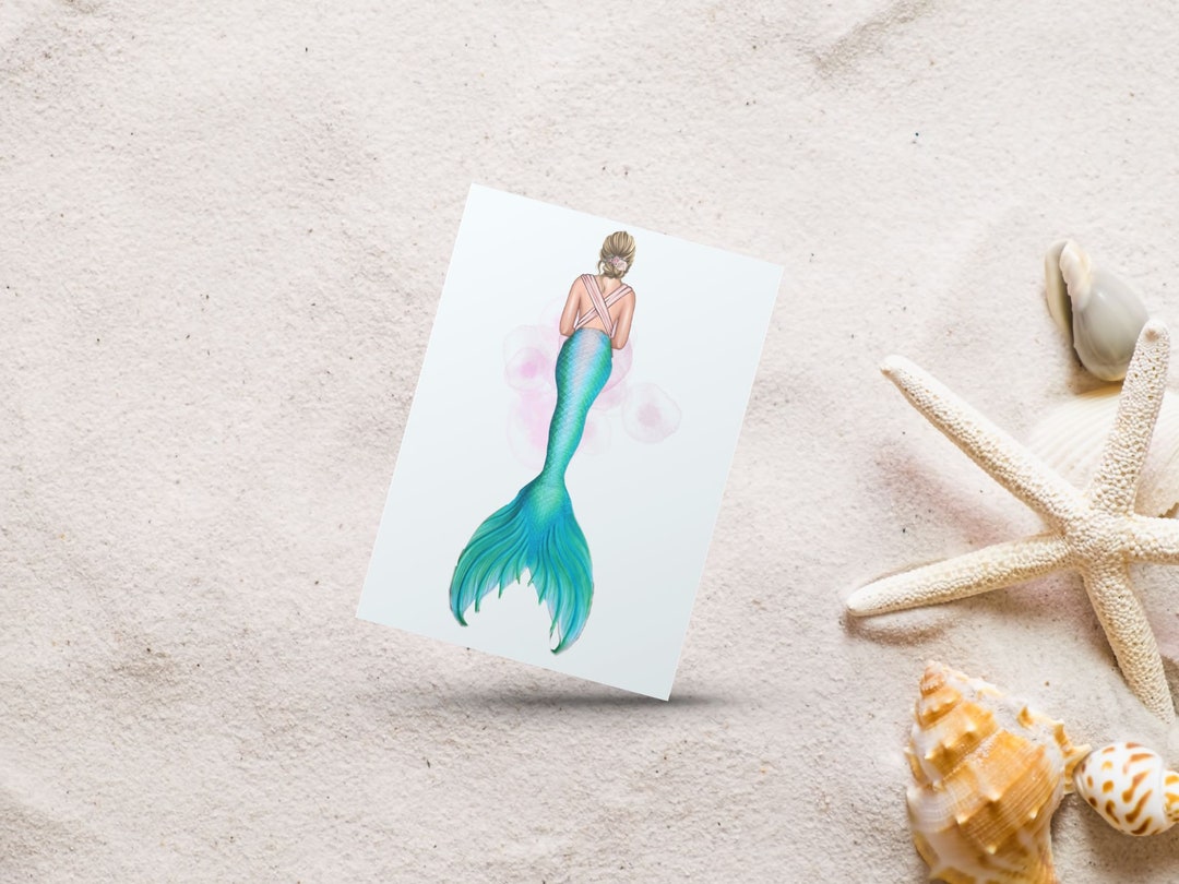 Print at Home Mermaid Card, Downloadable Card, Printable Stationery - Etsy