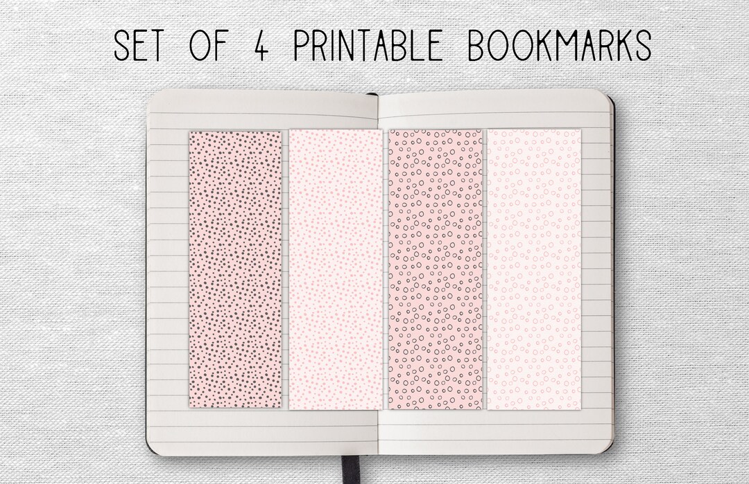 Pink Polka Dot Digital Bookmarks - Set of 4 - Etsy