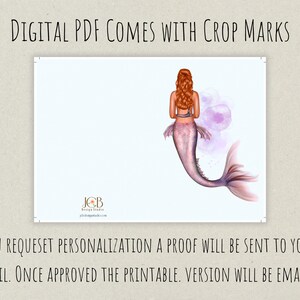 Printable Mermaid Card, Digital Card, Print at Home Stationery - Etsy