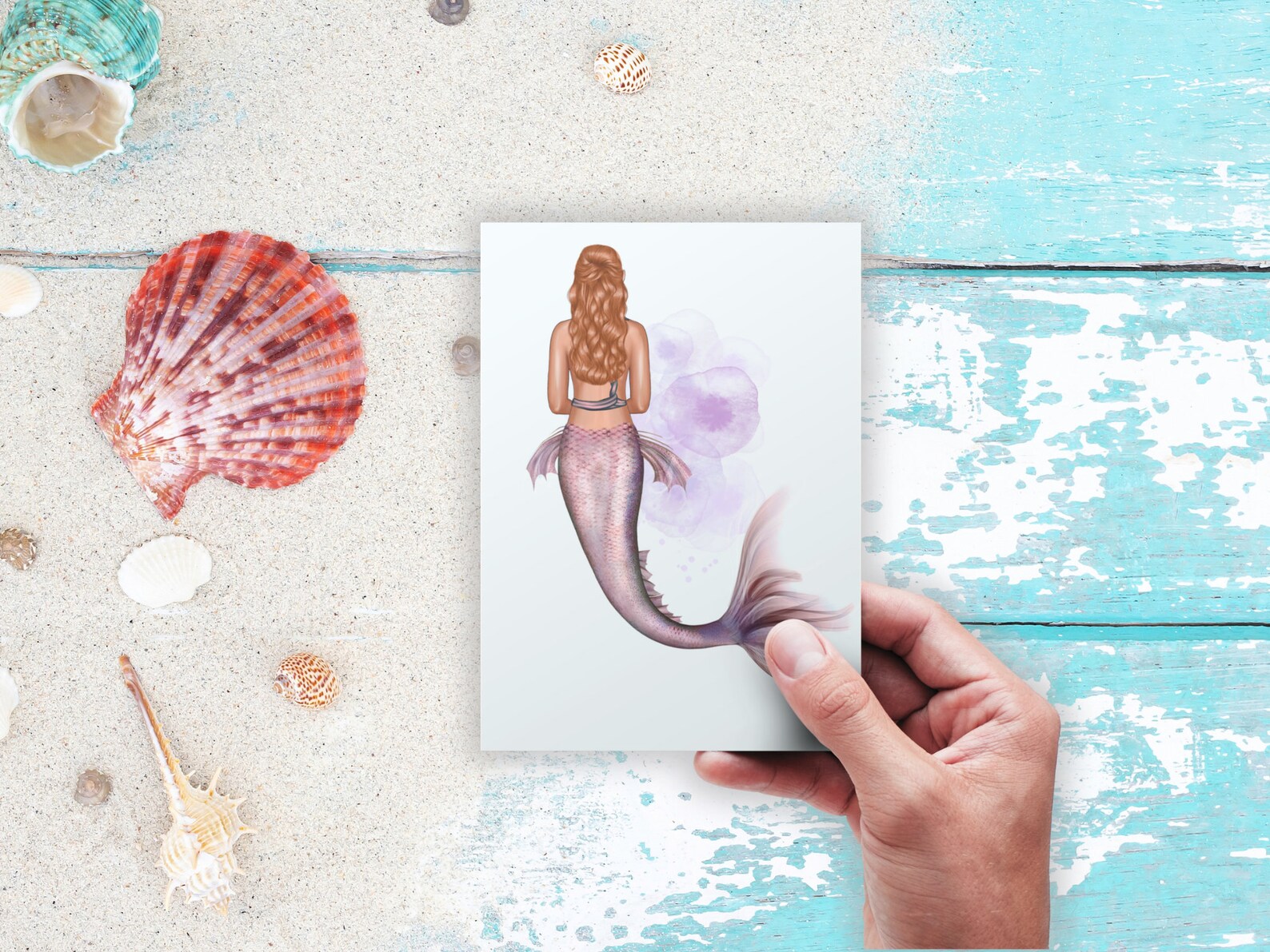Printable Mermaid Card, Digital Card, Print at Home Stationery - Etsy