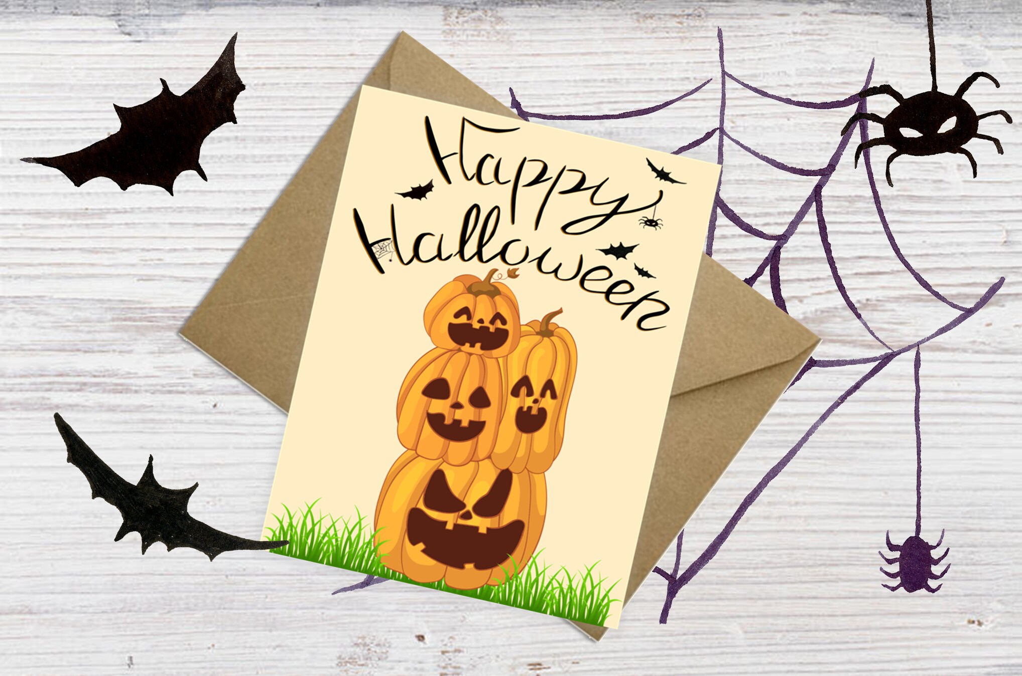 Printable Halloween Pumpkin Card - Etsy
