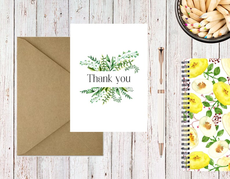 Printable Botanical Thank You Card - Etsy
