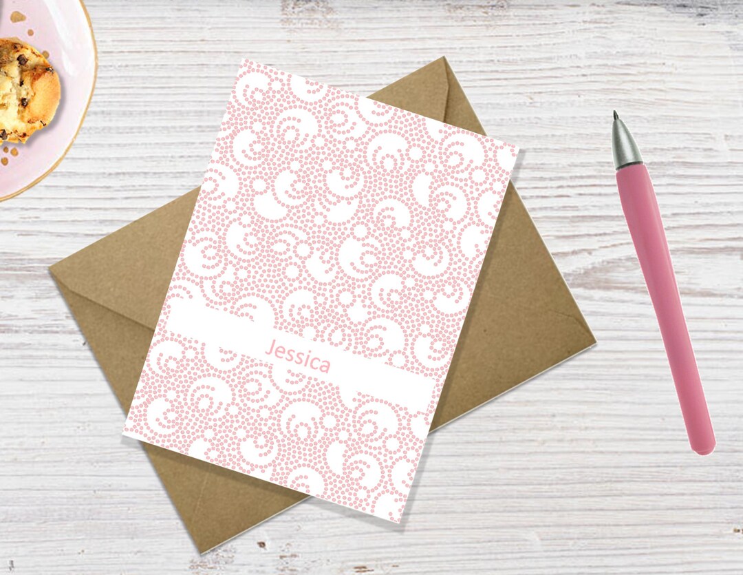 Printable Note Card - Downloadable Folded Note Cards - Personalized ...