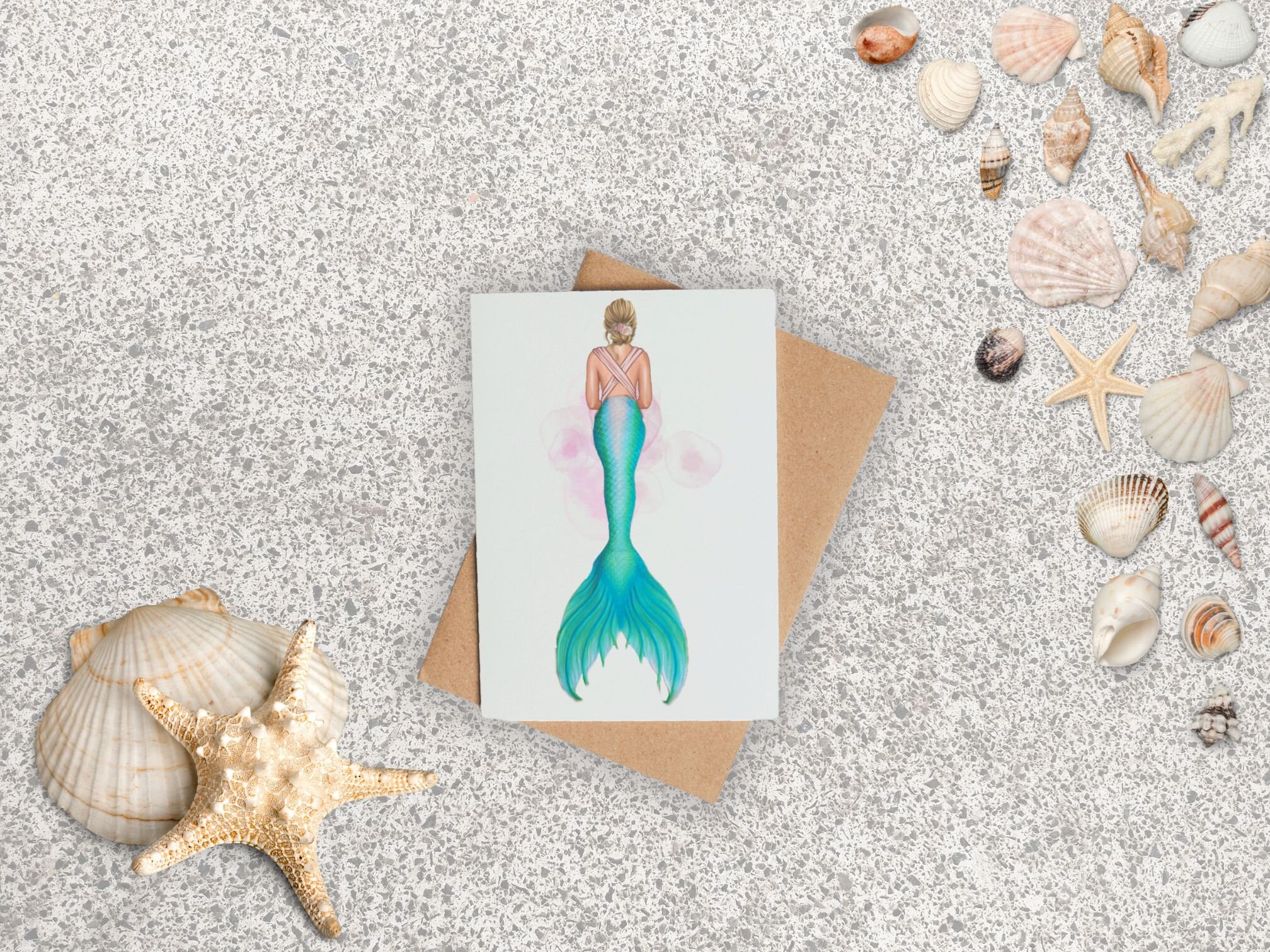 Print at Home Mermaid Card, Downloadable Card, Printable Stationery - Etsy