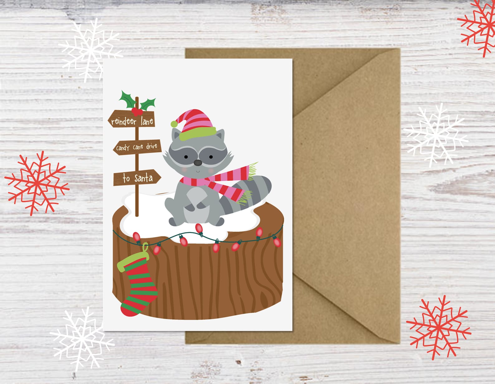 Printable Animal Christmas Card Downloadable Winter Card - Etsy Denmark