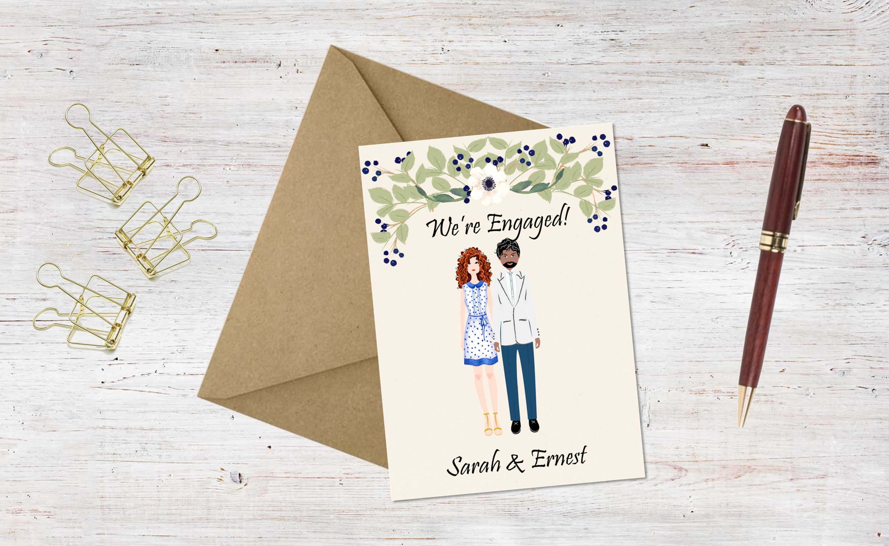 Printable Engagement Announcement, DIY Engagement Cards, Digital ...