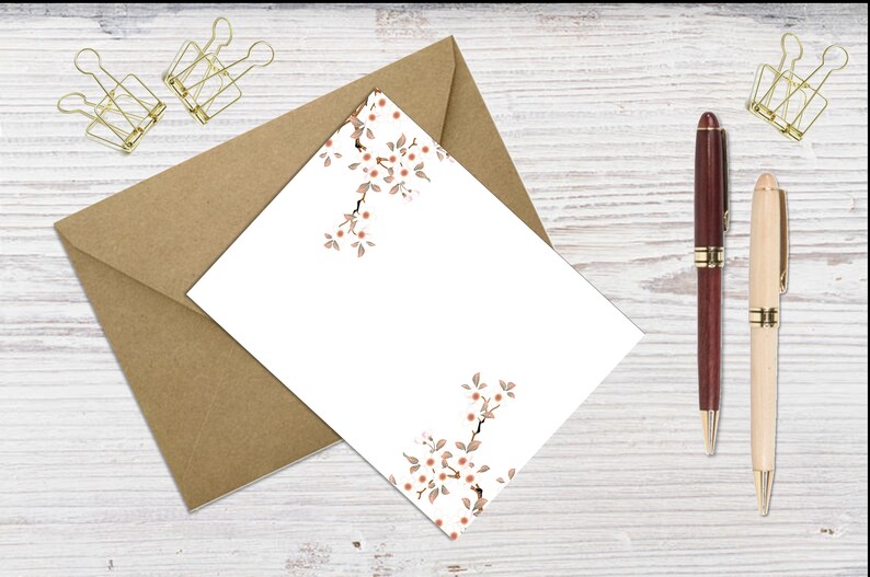 Japanese Stationery Cherry Blossom Note Cards Floral Cards - Etsy