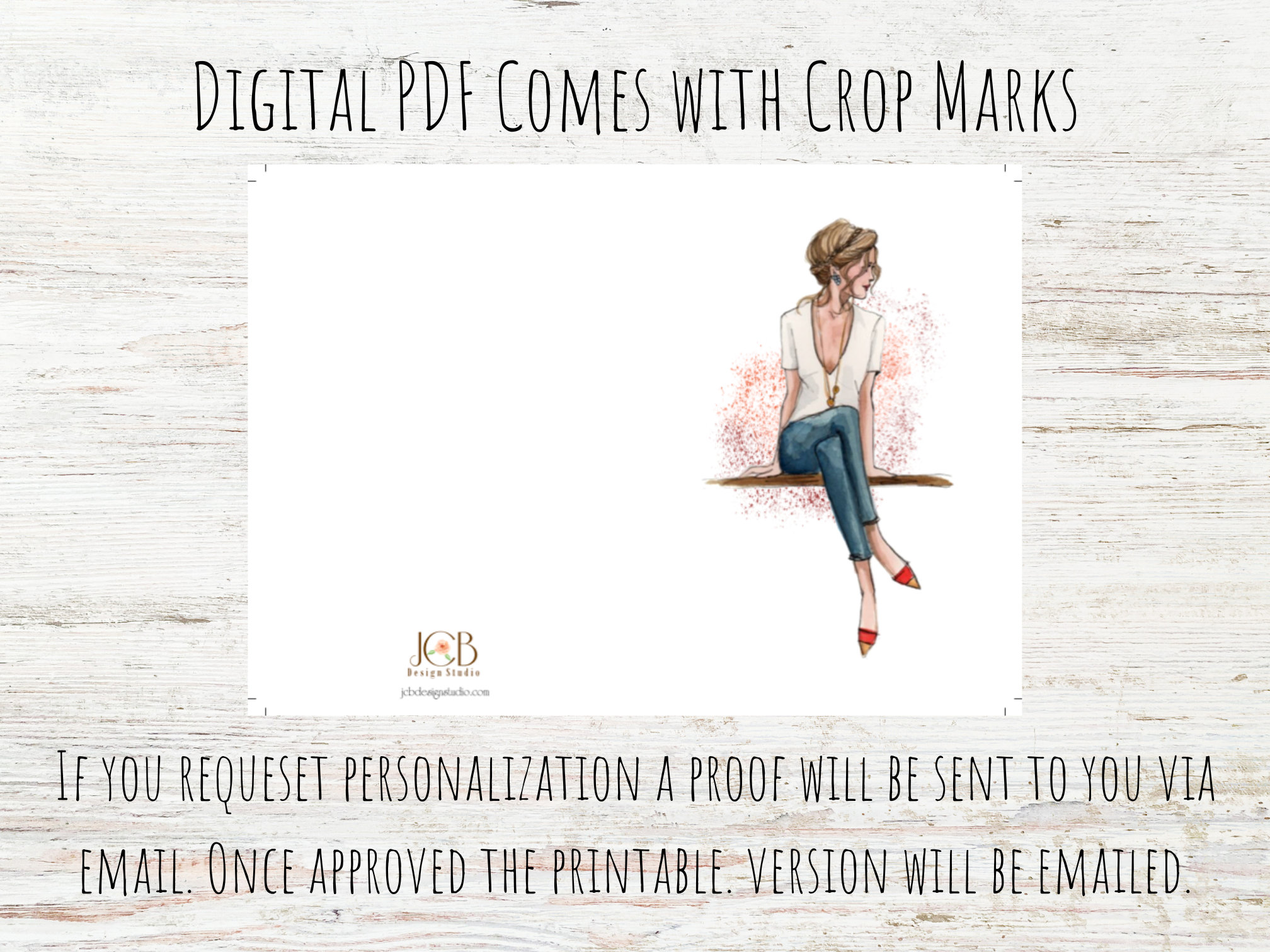 Digital Fashion Illustration Card, Printable Blank Card, Print at Home ...