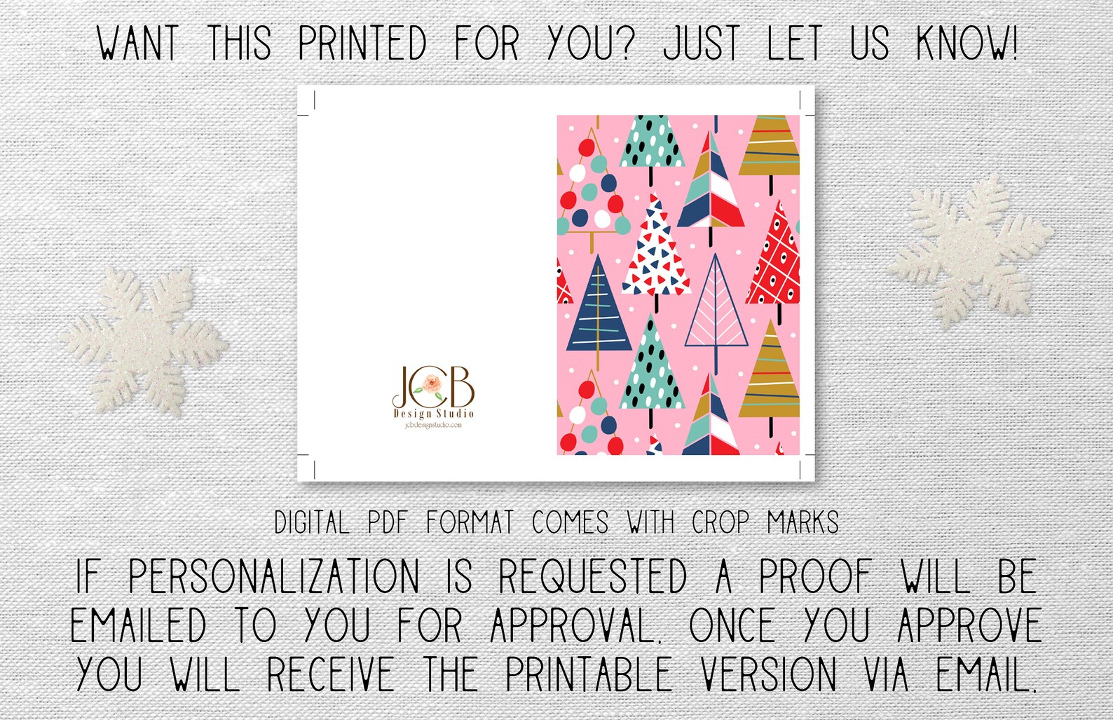 Printable Pink Christmas Tree Card - Etsy