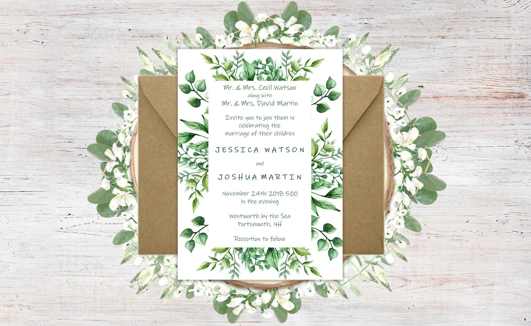 Botanical Wedding Invitation Instant Download - Etsy