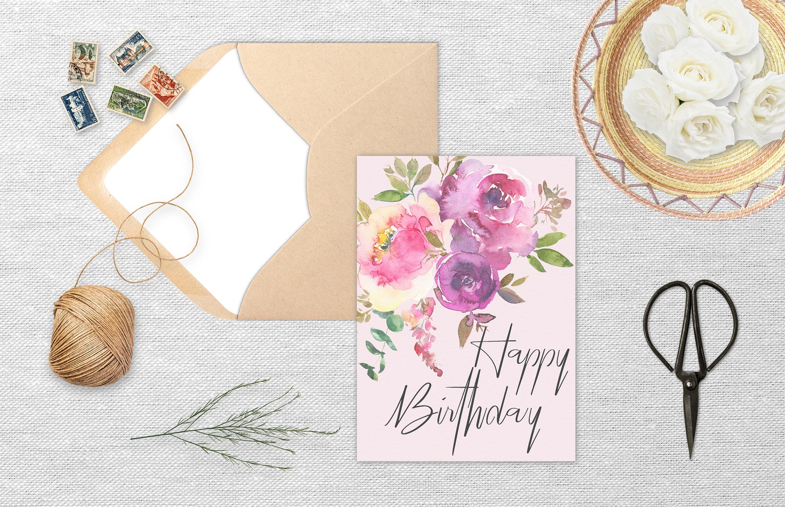 Printable Purple Floral Birthday Card - Etsy